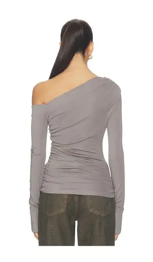 NIA Cleo One-shoulder Top With Ruching - Grey
