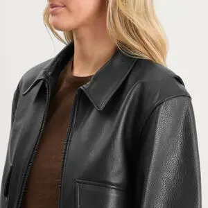 NOTHING WRITTEN Classic Leather Flight Jacket