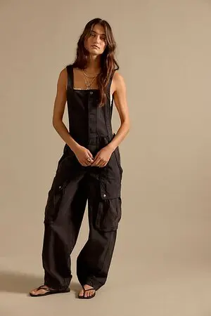 Free People Brentwood Overalls - Washed Black