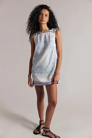 Free People On The Dot Mini Dress - Cornflower Combo
