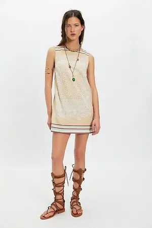 Free People On The Dot Mini Dress - Latte Combo