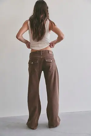 Free People Highland Low-rise Bowed Jeans - Java Bean