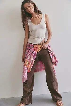Free People Highland Low-rise Bowed Jeans - Java Bean