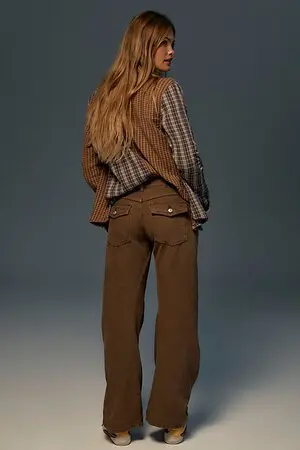 Free People Highland Low-rise Bowed Jeans - Java Bean