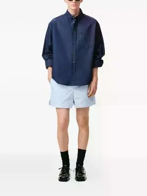 Ami Cotton Elasticated Striped Shorts - Blue