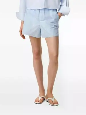 Ami Cotton Elasticated Striped Shorts - Blue
