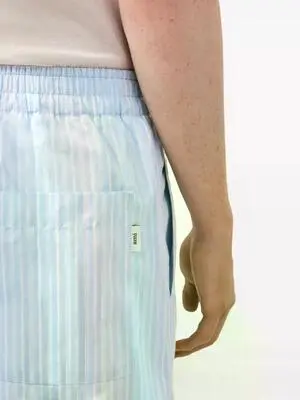 Ami Cotton Elasticated Striped Shorts - Blue