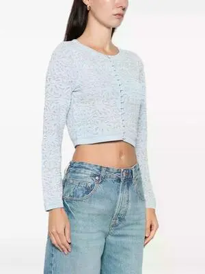 Sandro Pearl-embellished Knit Cardigan - Blue