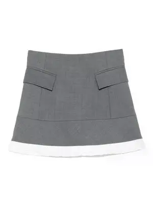Maje A-line Wool Blend Skirt With Ruffle Detail - Grey