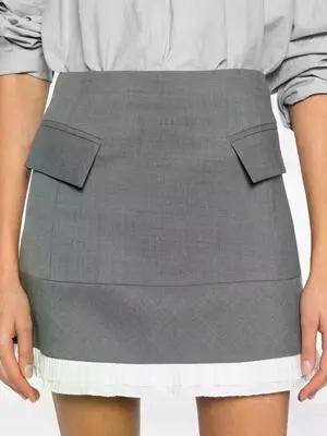 Maje A-line Wool Blend Skirt With Ruffle Detail - Grey