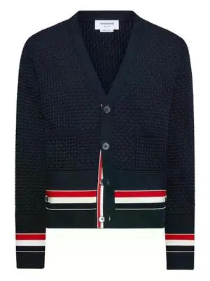 Thom Browne V-neck Stripe-detailed Cardigan - Blue