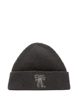 Acne Studios Bow-embroidered Beanie Hat - Grey