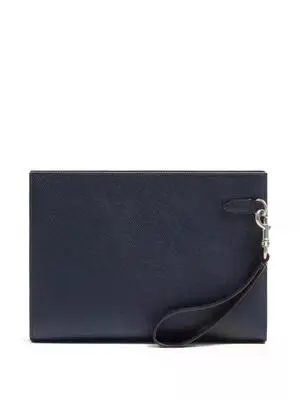 Valentino Garavani Grained Leather Vlogo Signature Clutch - Blue