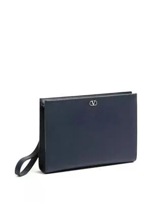 Valentino Garavani Grained Leather Vlogo Signature Clutch - Blue