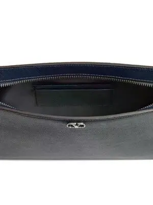 Valentino Garavani Grained Leather Vlogo Signature Clutch - Blue