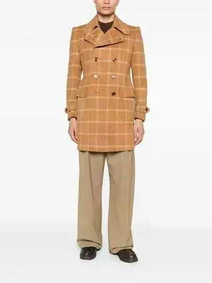 A.N.G.E.L.O. VINTAGE CULT 1970s Checked Double-breasted Coat - Brown
