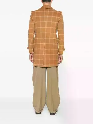 A.N.G.E.L.O. VINTAGE CULT 1970s Checked Double-breasted Coat - Brown