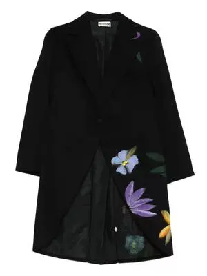 A.N.G.E.L.O. VINTAGE CULT Floral Detail Wool Coat - Black