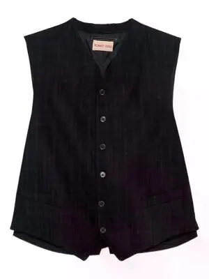 ROMEO GIGLI 1990s Pinstripe Wool Vest - Black