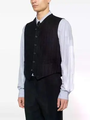 ROMEO GIGLI 1990s Pinstripe Wool Vest - Black