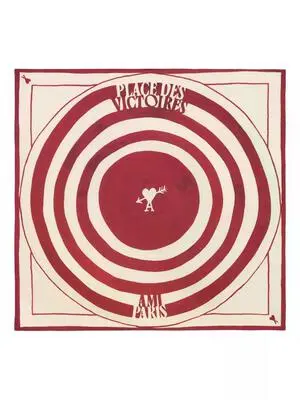 Ami Printed Place Des Victoires Scarf - Red