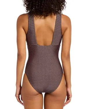 JETS Plunge Neck Shine Swimsuit