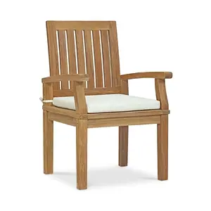 MODWAY Marina Outdoor Patio Teak Dining Armchair - Natural White