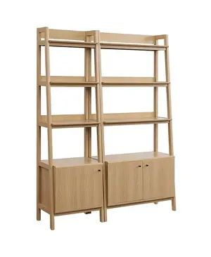 MODWAY Bixby Wood Bookshelves, Set Of 2 - Oak