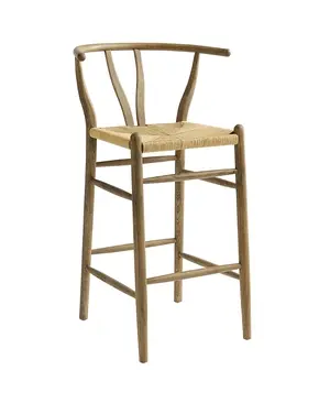 MODWAY Amish Wood Bar Stool - Weathered Gray Teak