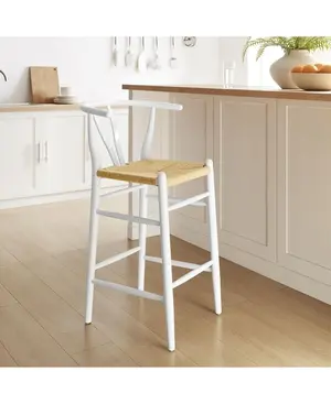 MODWAY Amish Wood Bar Stool - White
