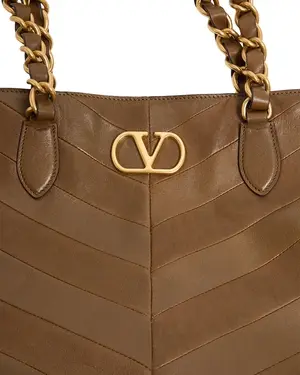 Valentino Garavani Laseine Vlogo Leather Tote Bag