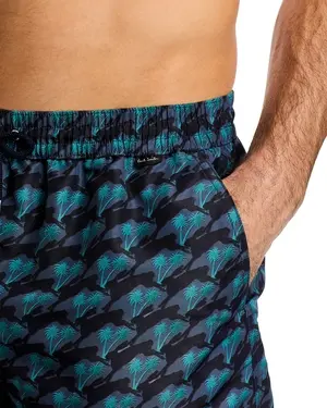 Paul Smith Hare & Palm Print 5.5" Swim Shorts - Indigo