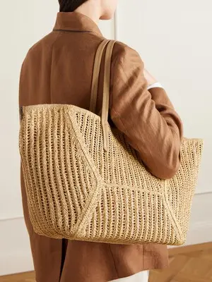 Brunello Cucinelli Leather-trimmed Woven Tote - Neutrals