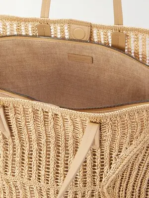 Brunello Cucinelli Leather-trimmed Woven Tote - Neutrals