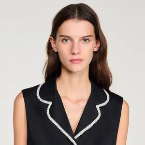 Sandro Beaded Collar Top