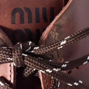 Miu Miu Plume Leather Sneakers - Coffee