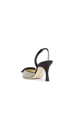 Manolo Blahnik Maysli 70 Buckled Embossed Slingback Pumps - Black