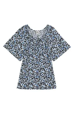 Anne Klein Floral Keyhole Peasant Top