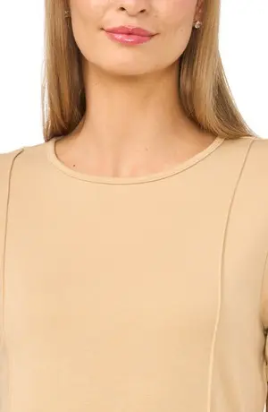Halogen Princess Seam Short Sleeve Top - Pebble