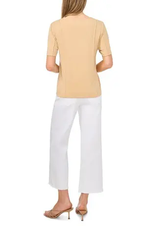 Halogen Princess Seam Short Sleeve Top - Pebble