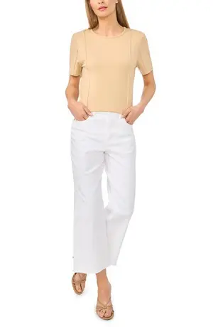 Halogen Princess Seam Short Sleeve Top - Pebble