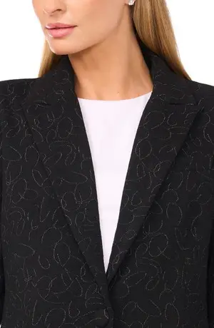 Halogen Scribble Print Scrunch Sleeve Blazer