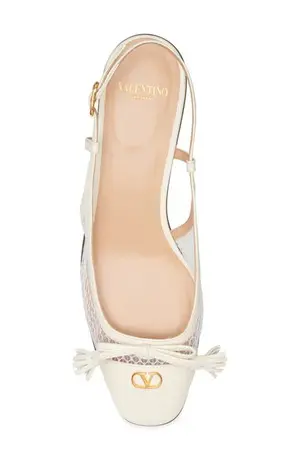 Valentino Garavani Valet Du Roi Slingback Ballet Flats - Ivory