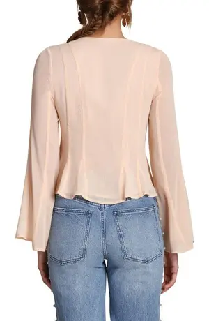 Avec Les Filles Lace-up Godet Chiffon Top