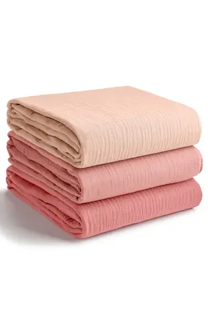 COMFY CUBS 100% Cotton Muslin Swaddle Blankets Pack Of 3 - Blush/ Bold Blush/ Dusty Rose