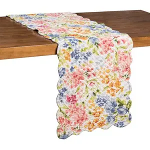 C&F HOME Florian Watercolor Botanical Quilted Table Runner 14" X 51 - Orange