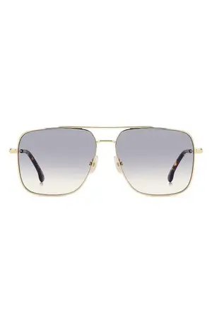 Victoria Beckham Navigator 57mm Aviator Sunglasses - Gold/blue Sf Ar