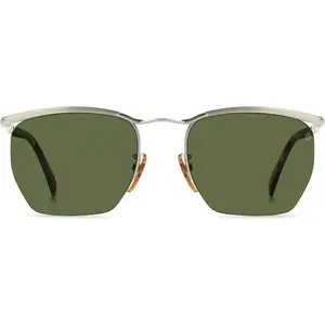 DB EYEWEAR BY DAVID BECKHAM 55mm Square Sunglasses - Palladium Brown/green