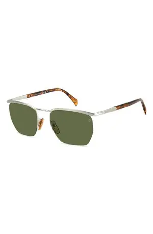DB EYEWEAR BY DAVID BECKHAM 55mm Square Sunglasses - Palladium Brown/green