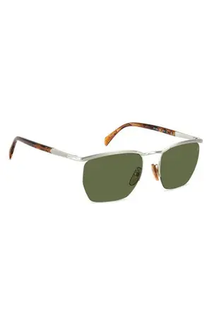 DB EYEWEAR BY DAVID BECKHAM 55mm Square Sunglasses - Palladium Brown/green